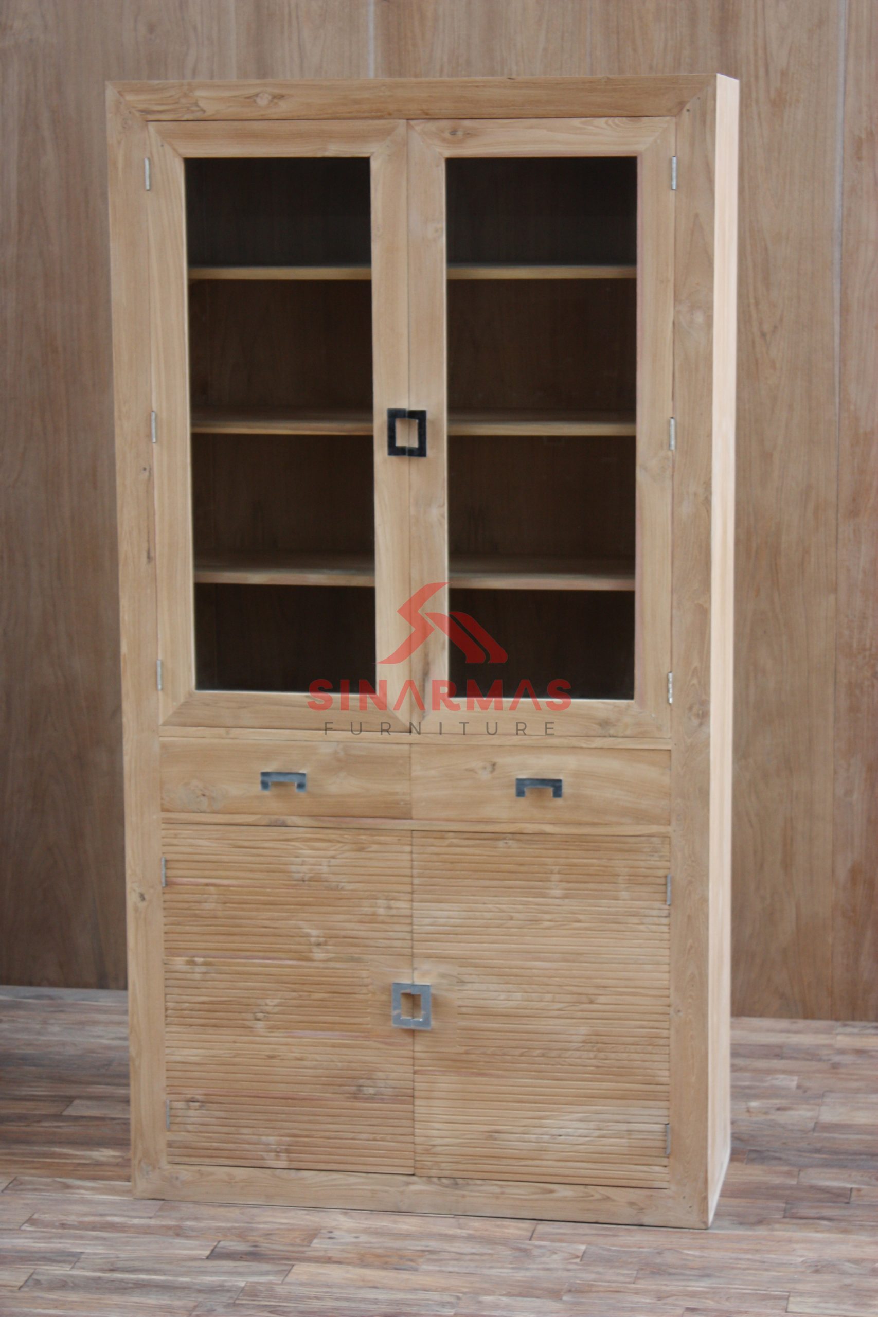 GARRIS Vitrin 4 Doors 2 Drawers - SINARMAS Handcrafted Furniture
